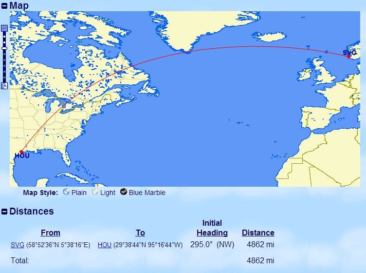 BF – SAS – Stavanger til Houston rute | InsideFlyer DK