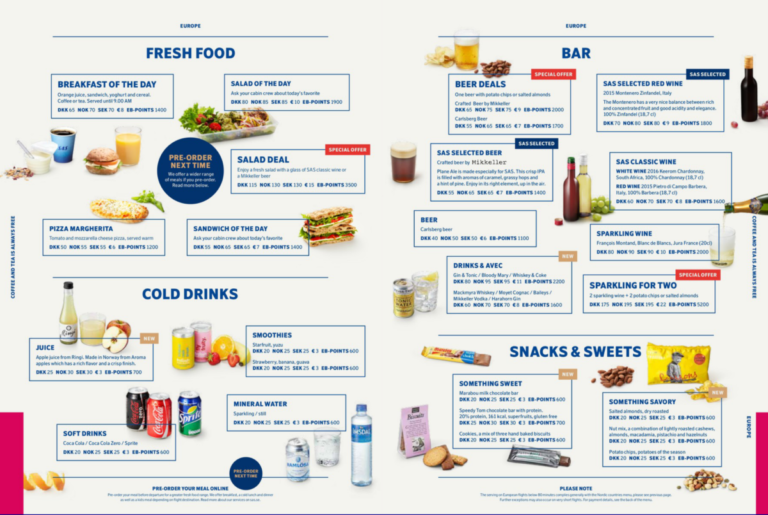 SAS med opdateret Buy Onboard menu med mange nye produkter ...