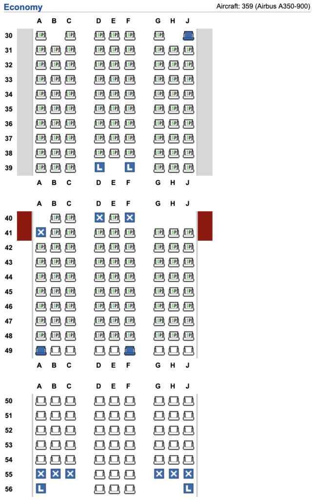 Seat Map Of Airbus A350-900 Sas Updated 2024 – JYNFLT